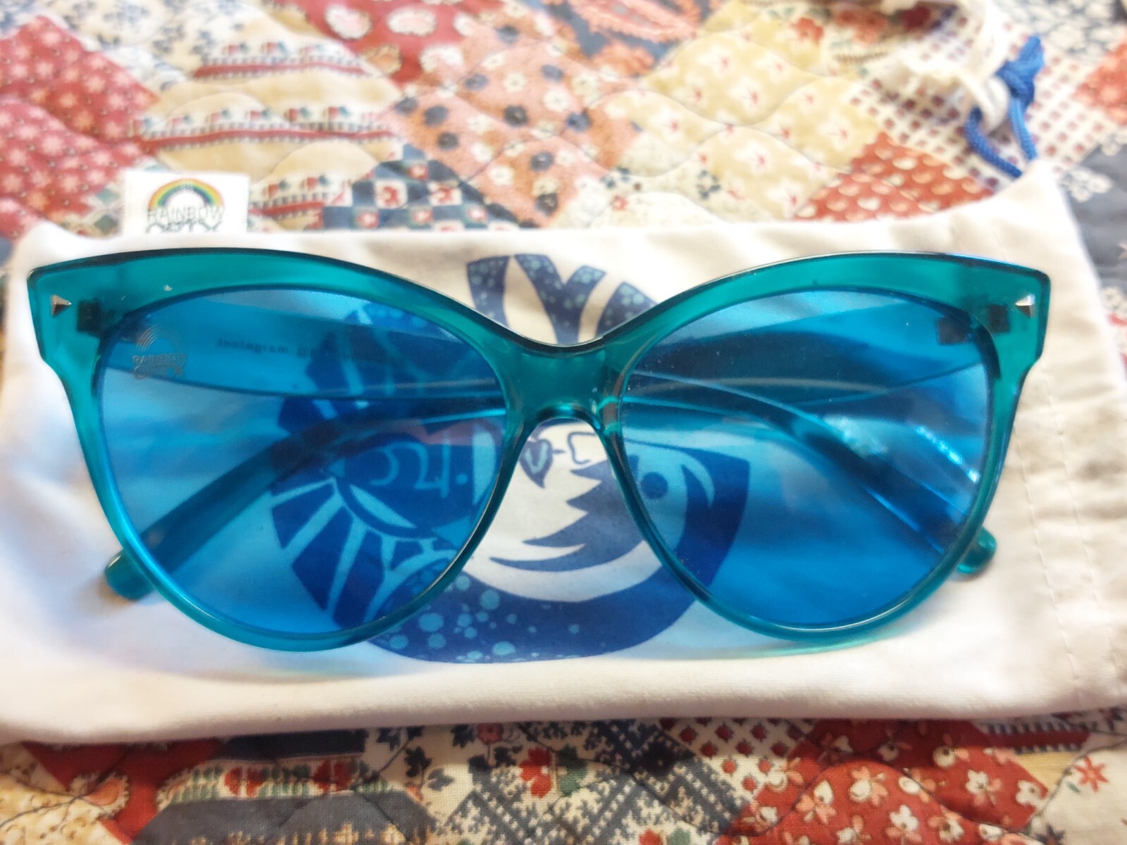 Rainbow OPTX Translucent Blue Cat Eye Shaped Sunglass… - Gem