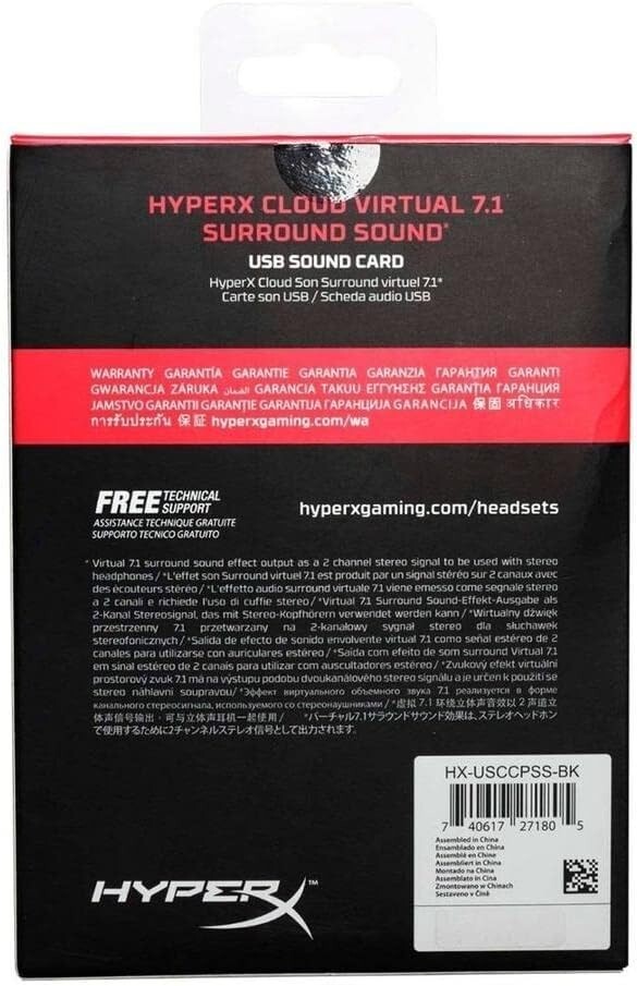 HyperX USB sound card adapter 7.1 surround for Cloud II /Core 3.5mm ...