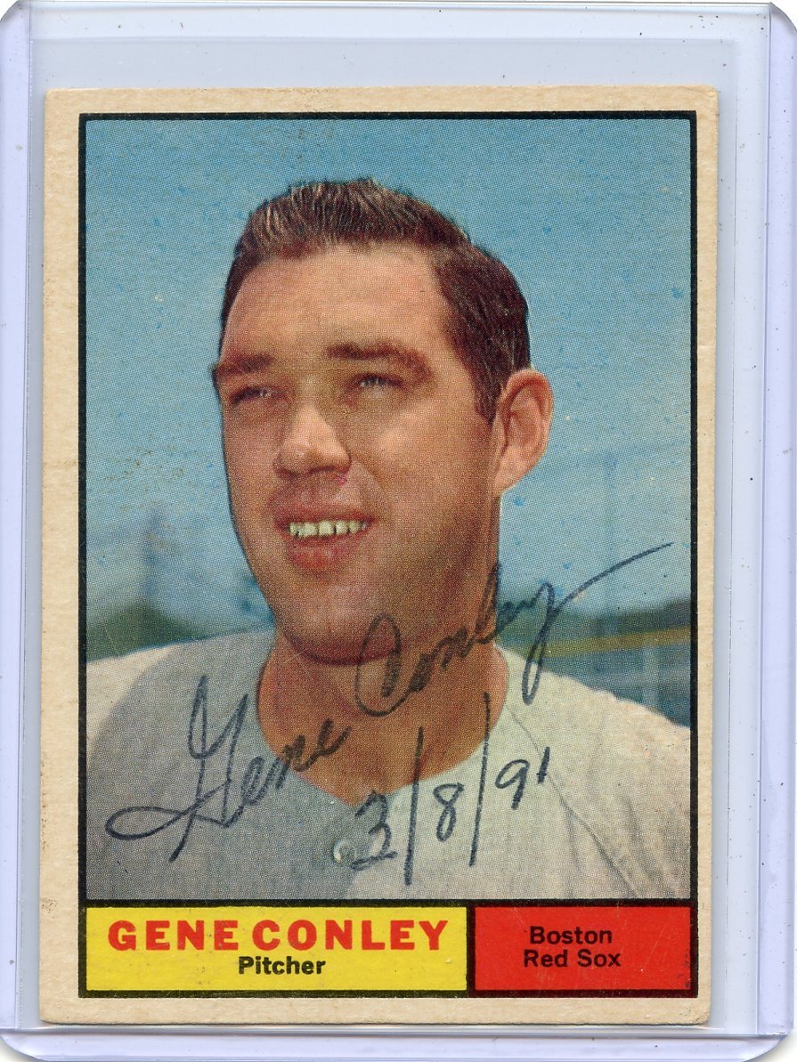 1961 TOPPS BASEBALL #193 GENE CONLEY AUTOGRAPH, BOSTON RED SOX, 092118 ...