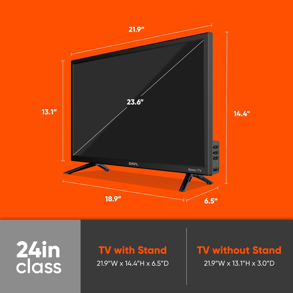 24 Inch Class HD 720P LED Roku Small Smart Television Includes Remote ...