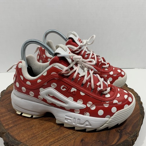 FILA Red White Polka Dot DISRUPTOR Women's Size 6.5 C… - Gem