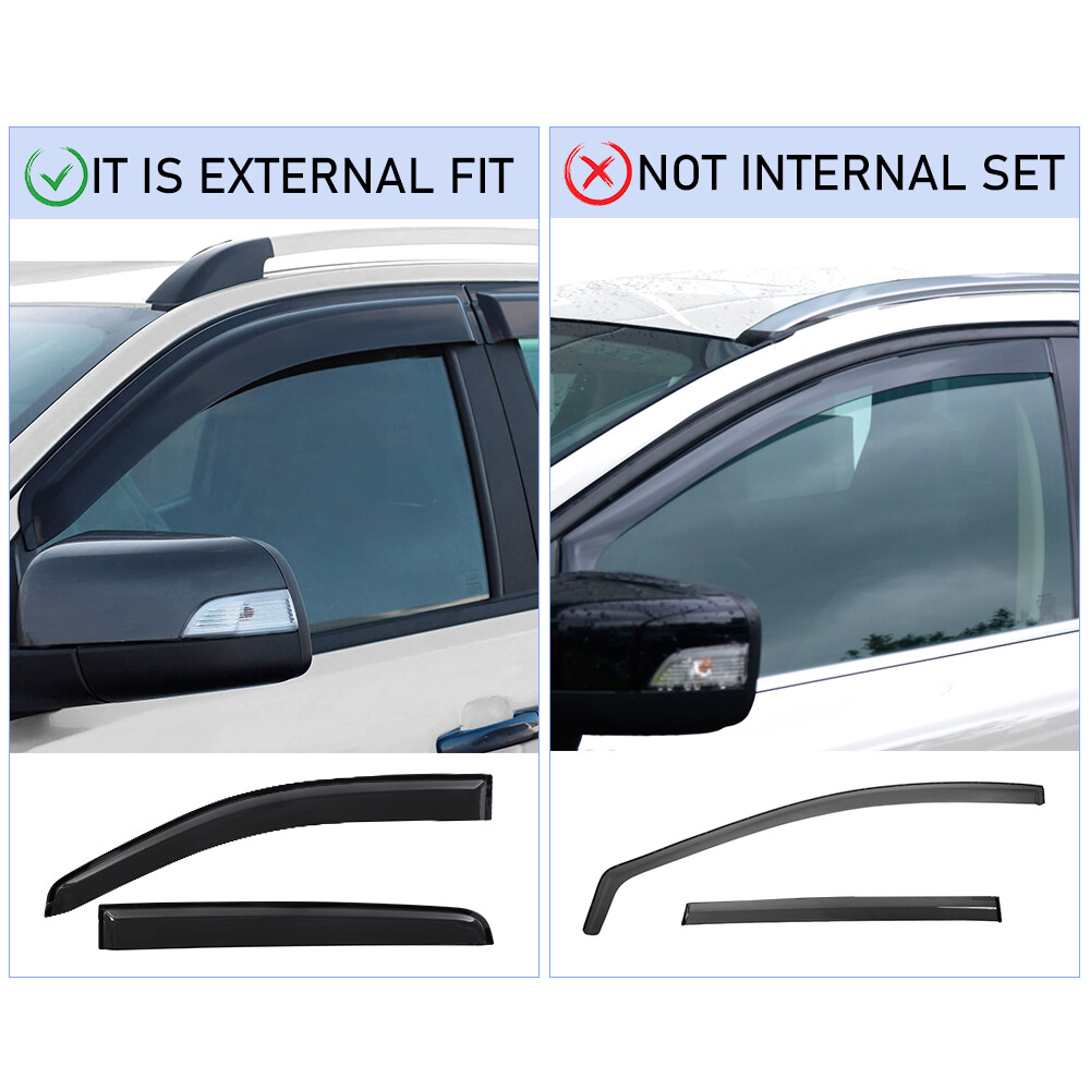Smoke Tinted Wind Deflectors Window Sun Visor for Ford Ranger 2012-2023 ...