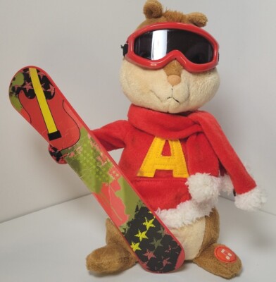 2012 Alvin & the Chipmunks Animated Plush Toy With Snowboard DOESN'T ...