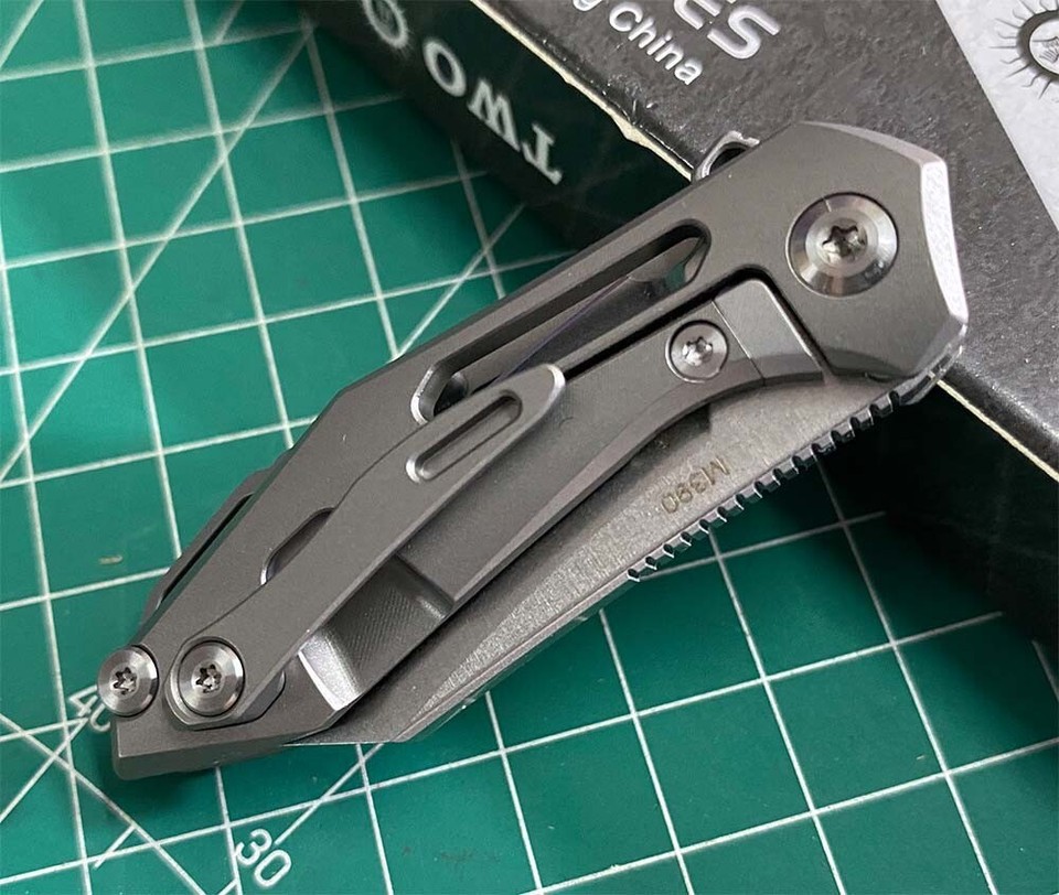 TWOSUN FLIPPER POCKET MINI MICRO KNIFE TITANIUM CF M390 TS35-FireAnt ...
