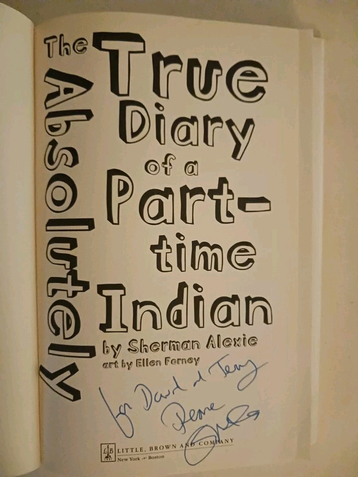 SIGNED Absolutely True Diary HB/DJ Sherman Alexie, Lone Ranger Tonto ...