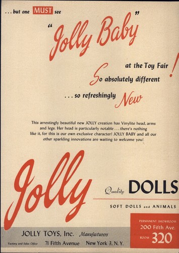 1950 PAPER AD Jolly Toy Doll Soft Baby Quality Dolls | eBay