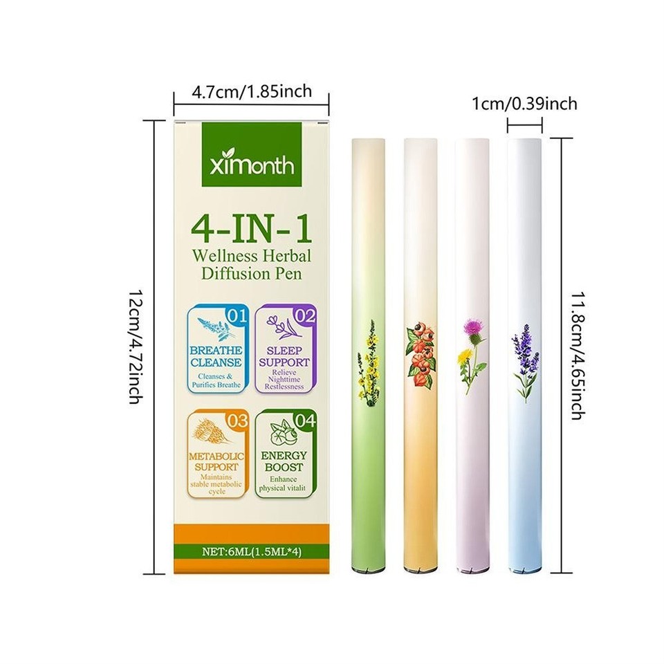 4x Herbal Diffuser with Mullein Thyme Mint for LungHealth and Fresh Air ...