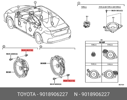 Genuine OE grommet screw, 9018906227 for TOYOTA 90189-06227 | eBay