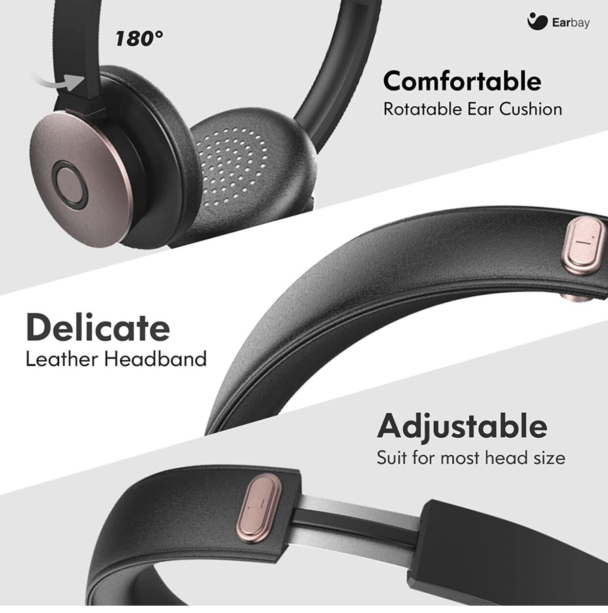 Earbay Bluetooth Headset, Wireless Headphones with Microphone BT782 ...
