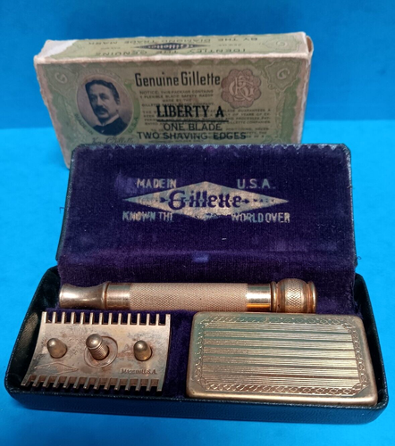 Early Gillette Liberty A Razor ~ Gold Set ~ Box & Paperwork | eBay