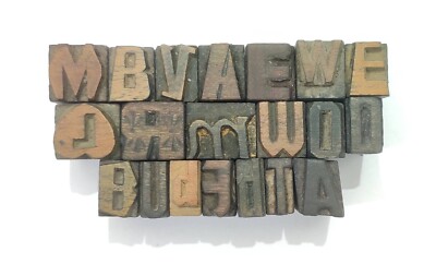 Vintage Letterpress 20 Mix Letters Wood Type Printers Block Collection ...