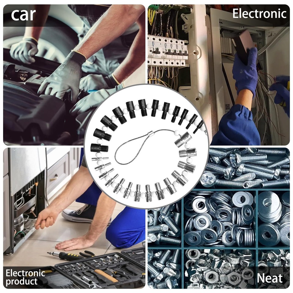 Nut and Bolt Thread Checker, Bolt Size Finder, 26 Male/Female Thread ...