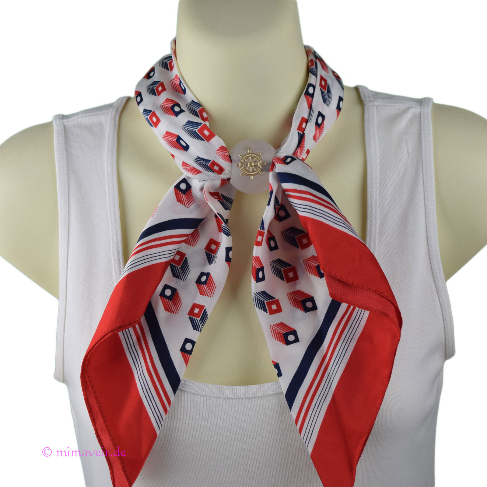 Halstuch Tuch rot mit Marine Anhänger Schalhalter Seestern Steuerrad ...