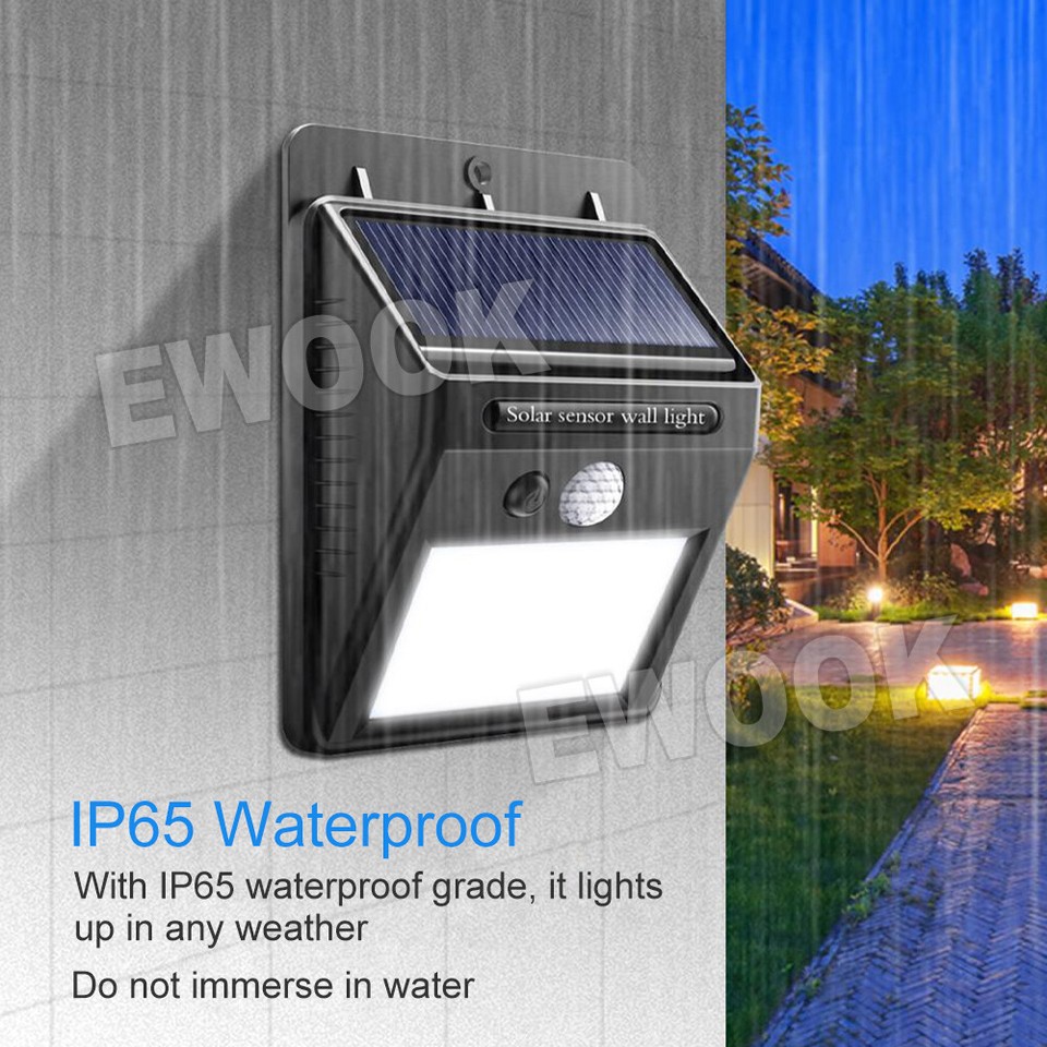 4X 20 LED Solar Powered PIR Motion Sensor Light Garden Outdoor Security ...