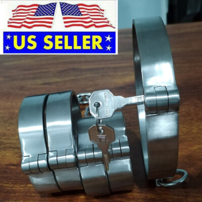 Stainless Steel Heavy Ankle Cuffs Handcuffs Collar Rack SM Bondage for ...