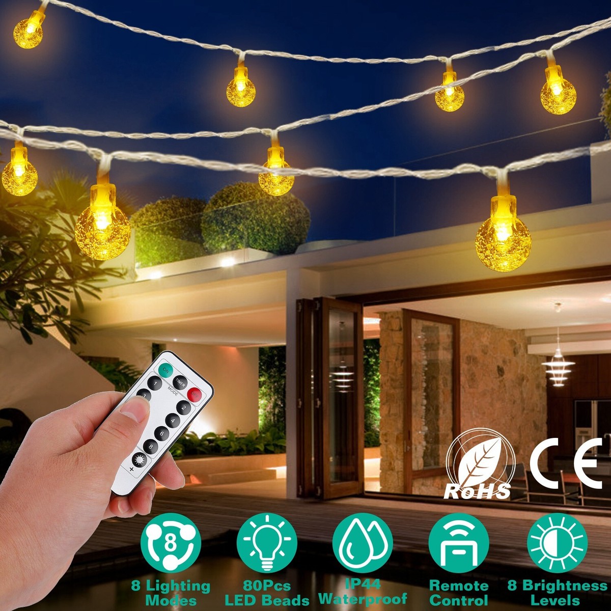 100 Globe String Lights Arbrac 100ft Outdoor String Lights