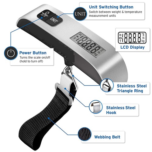 Digital Hanging Postal Luggage Scale, Rubber Paint Technology, Silver ...