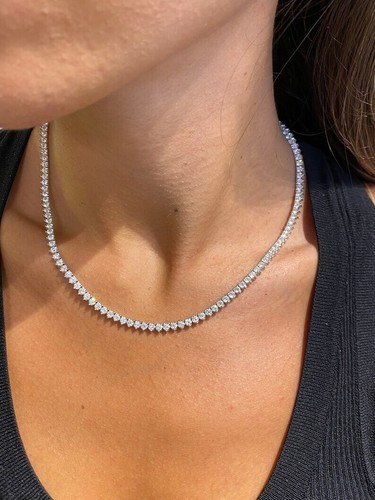 Collier tennis femme Pave Set 13 carats cultivé en laboratoire/CVD ...