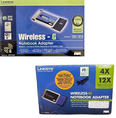 2x Linksys Wireless-G PCMCIA Wireless-B Lot Laptop Notebook Wifi Card ...