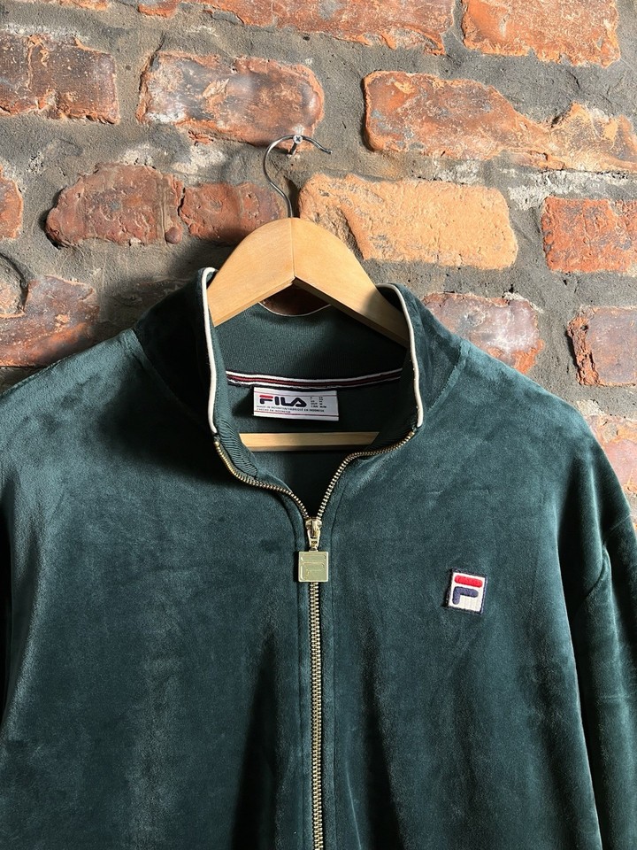 Vintage Fila Velour Track Full Gold Zipper Jacket Adult Size Medium ...