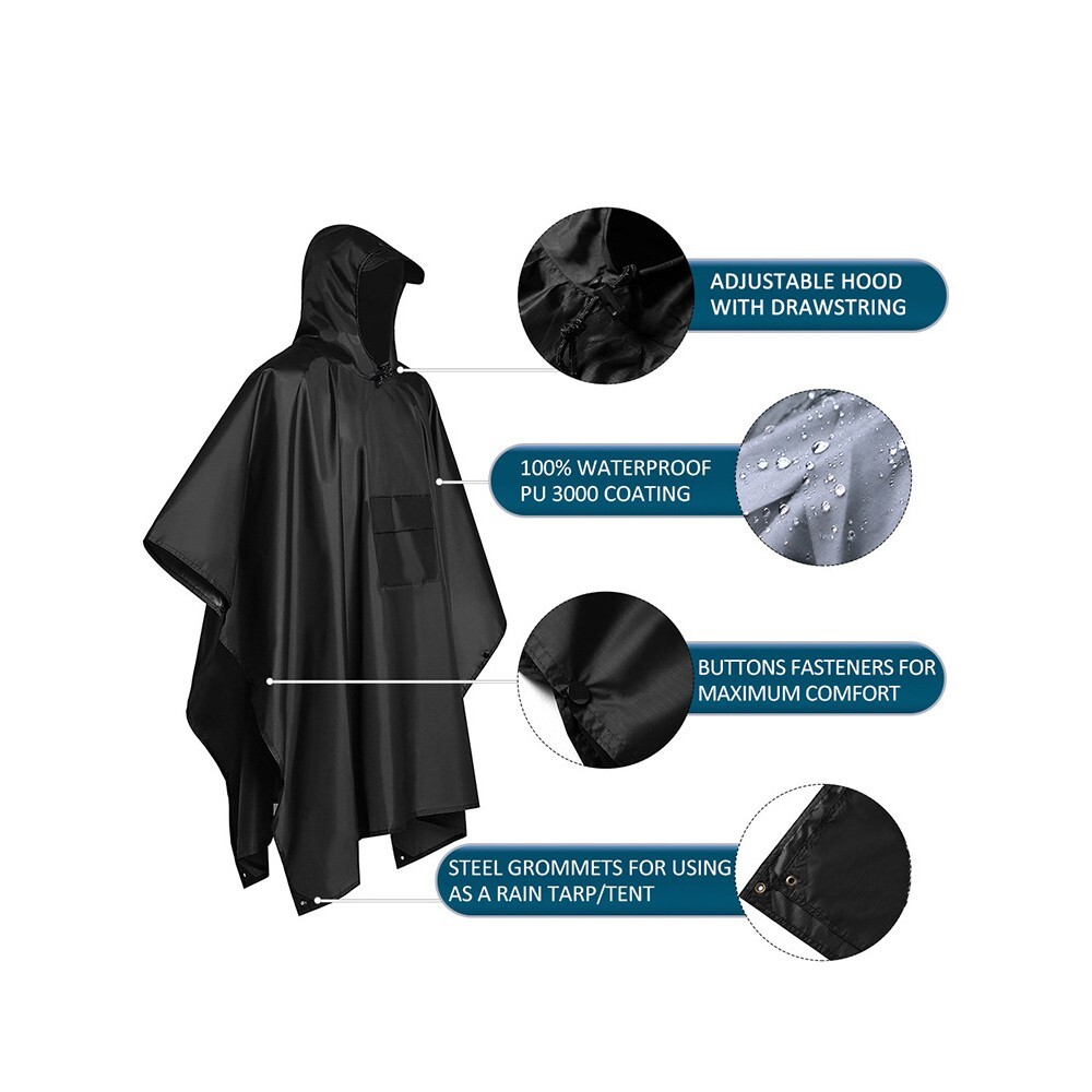 New Black Folding Raincoat Walking Portable Tactical Cloak Male | eBay