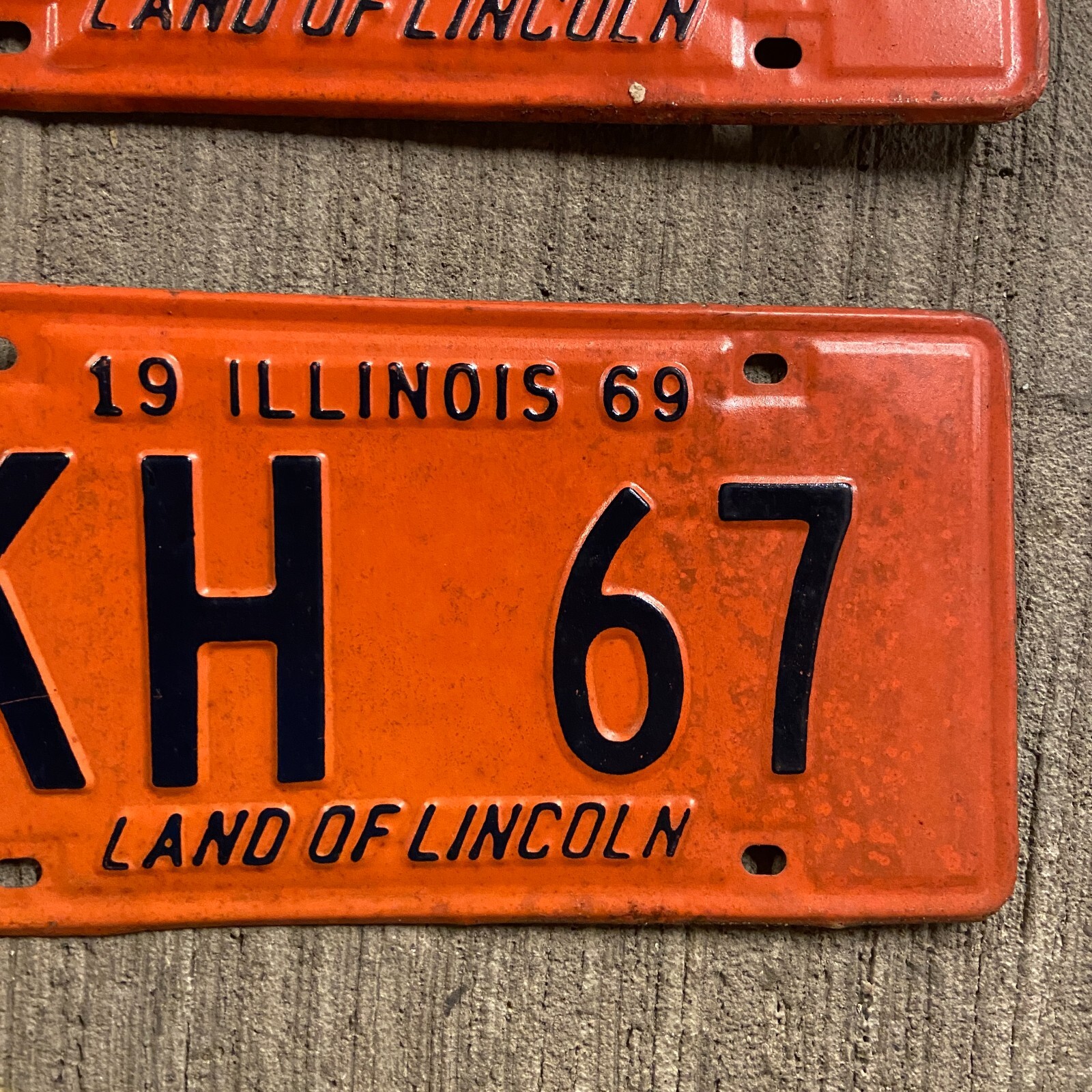 1969 Illinois License Plate Pair KH 67 Initials Name Ford Chevy YOM DMV ...