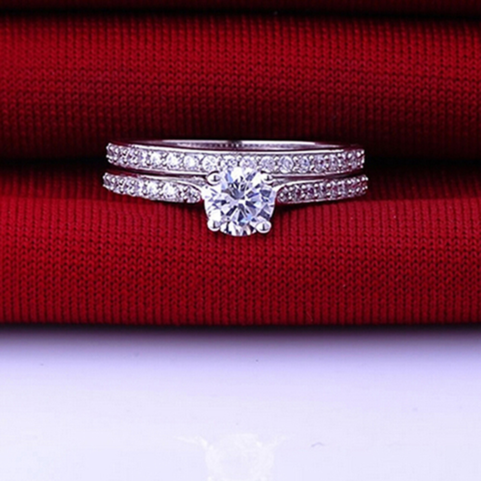 2pcs/set Ring Romantic Delicate Exquisite Engagement Wedding Ring ...