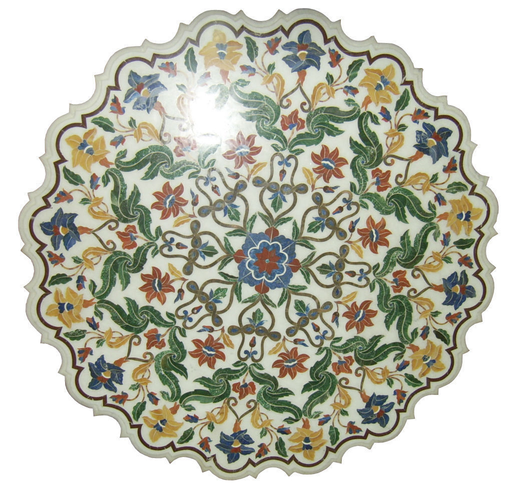 36" x 36" Semi Precious Stone Inlay Handicraft Work Marble Table Top | eBay