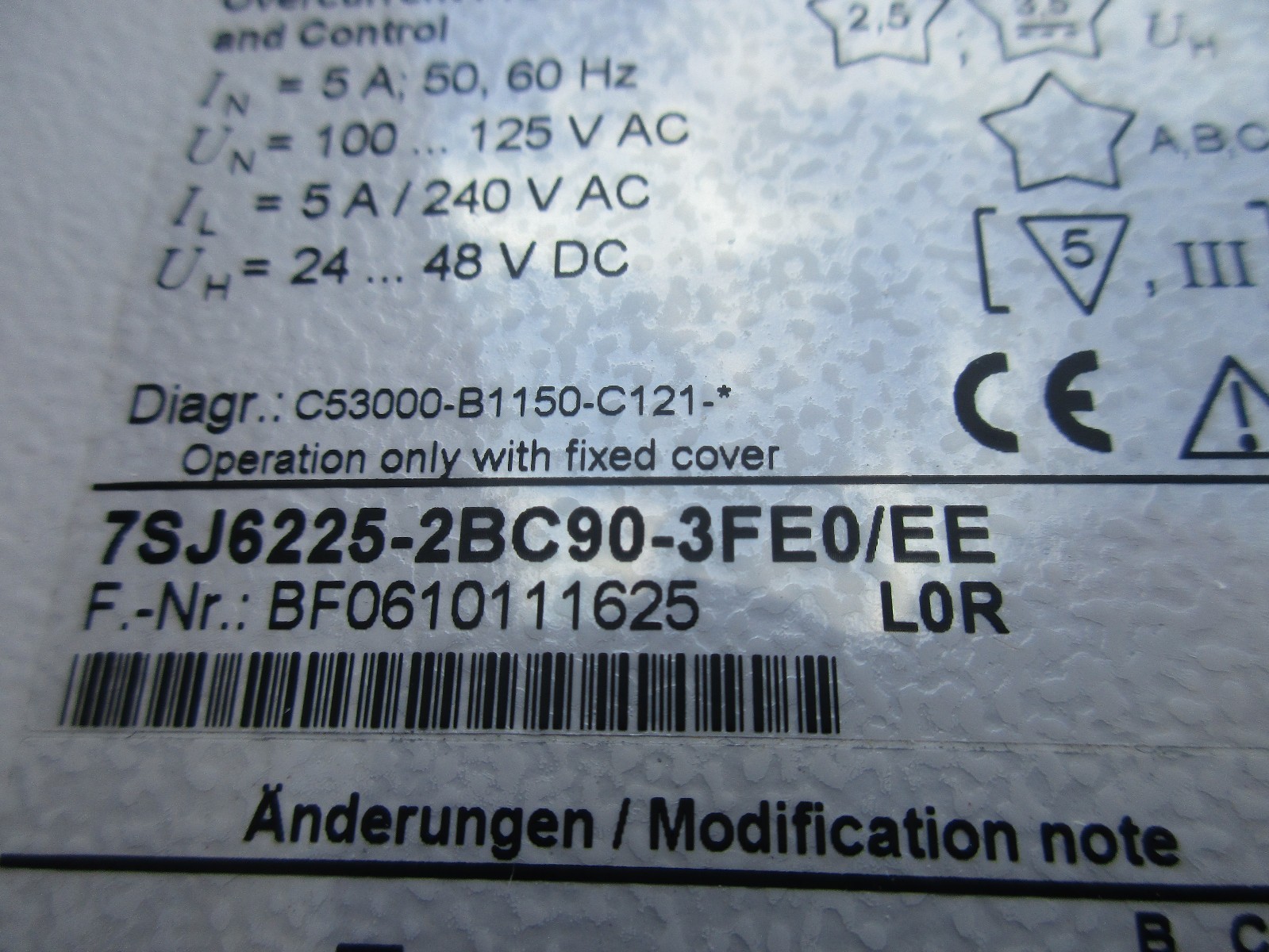 SIEMENS SIPROTEC OVER PROTECTION RELAY 7SJ62 7SJ6225-2BC90-3FE0/EE | eBay