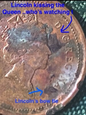 RARE ONE OF A KIND - 1997 Canada Penny Lincoln Kissing The Queen | eBay