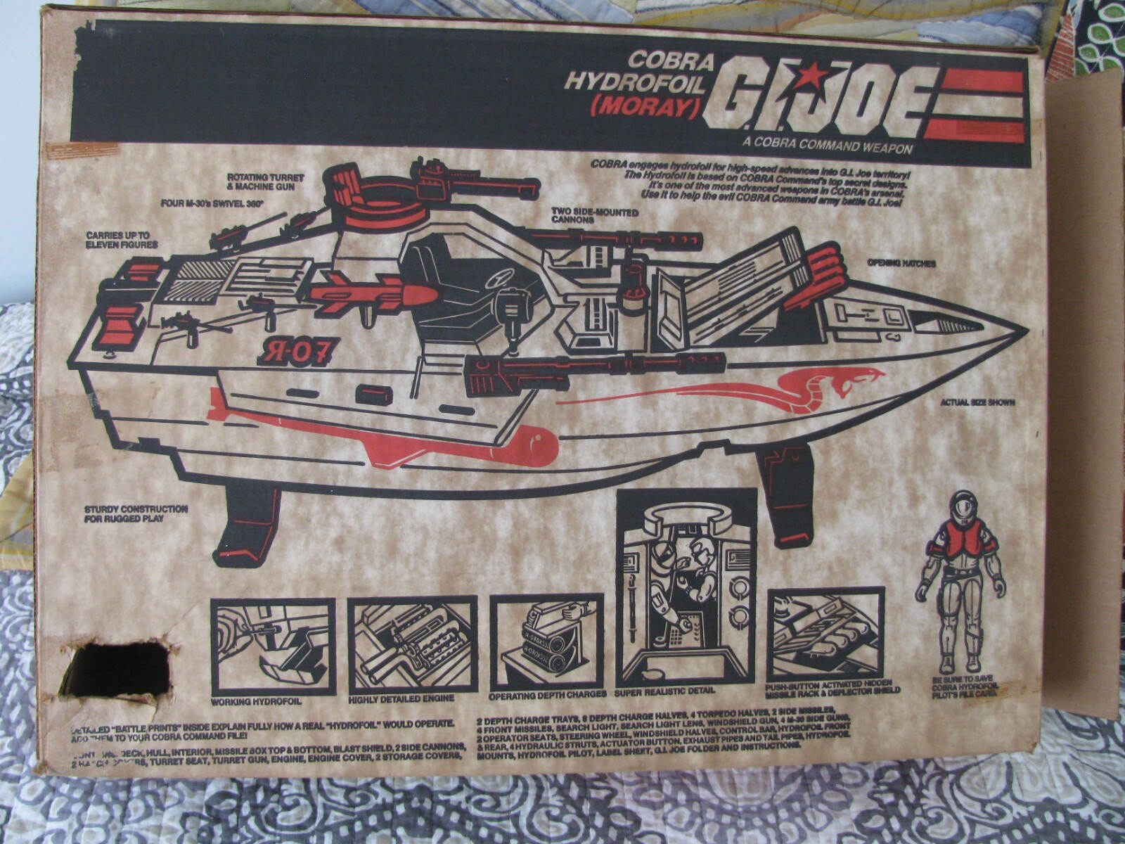 VINTAGE HASBRO GI JOE 1985 COBRA HYDROFOIL (MORAY) 96% COMPLETE with ...