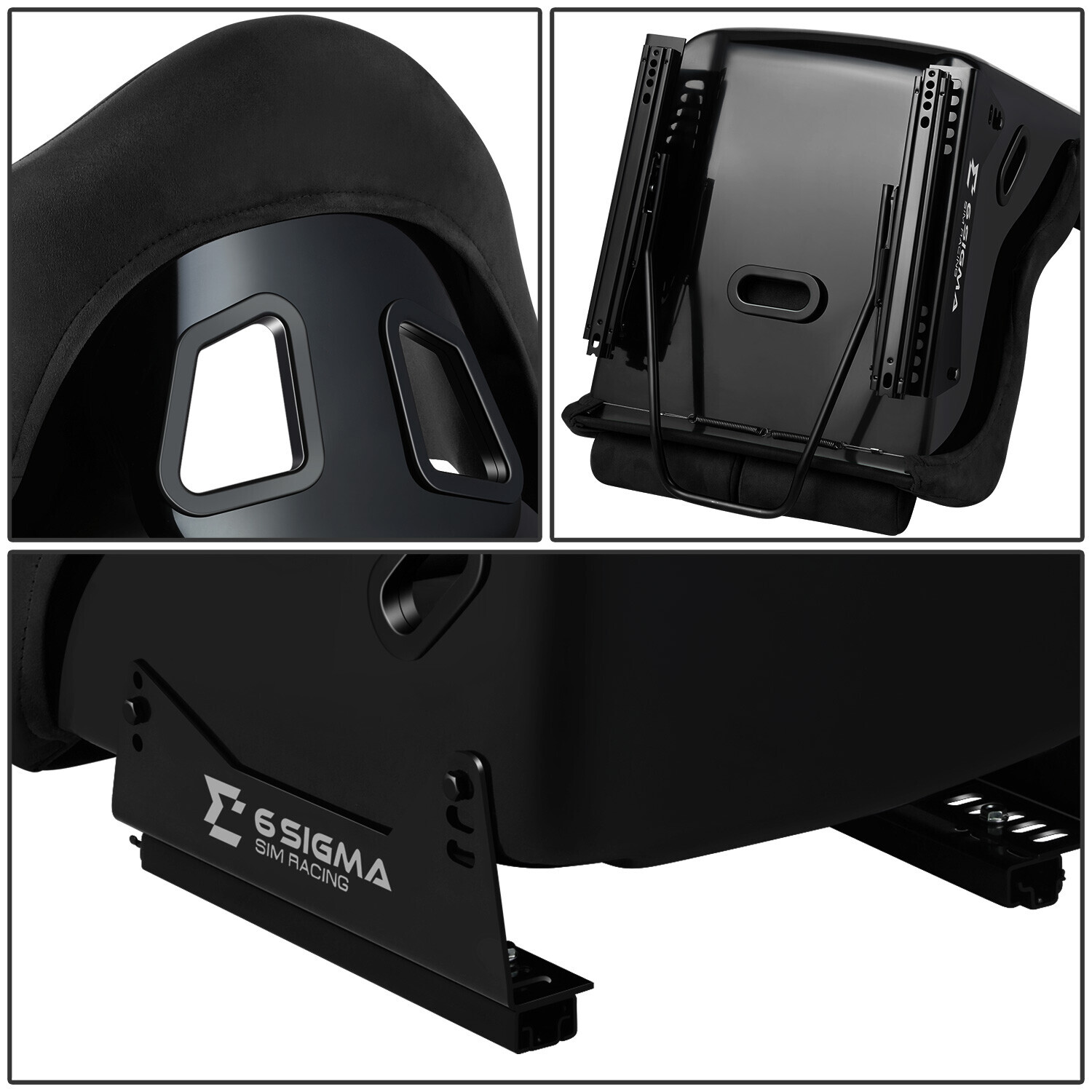 [1Pc] Universal Black Microfiber Suede Head Restraint Fixed Racing ...