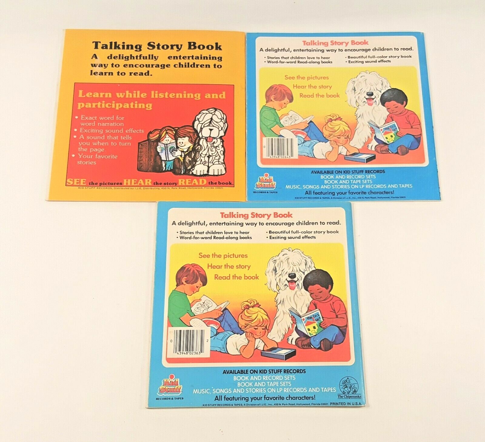 LOT OF 3 VINTAGE KID STUFF RECORDS BOOK SET BENJI, SMURFS, THE ...