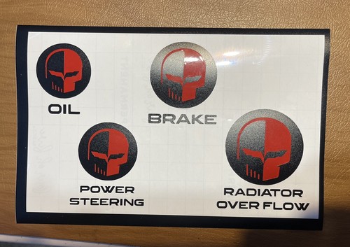 C6 Corvette red Jake Skull Engine Cap Decals | eBay