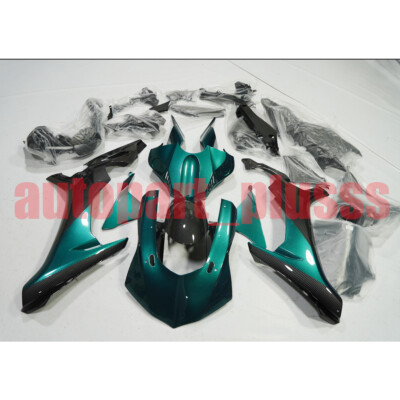 Carbon Fiber & Metallic green Fairing Kit For Yamaha YZF R1 2015-2019 ...