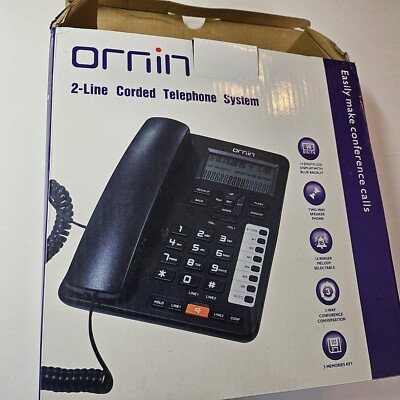 Ornin OR-6400 Black 2 Line Corded Telephone System For Small Business ...