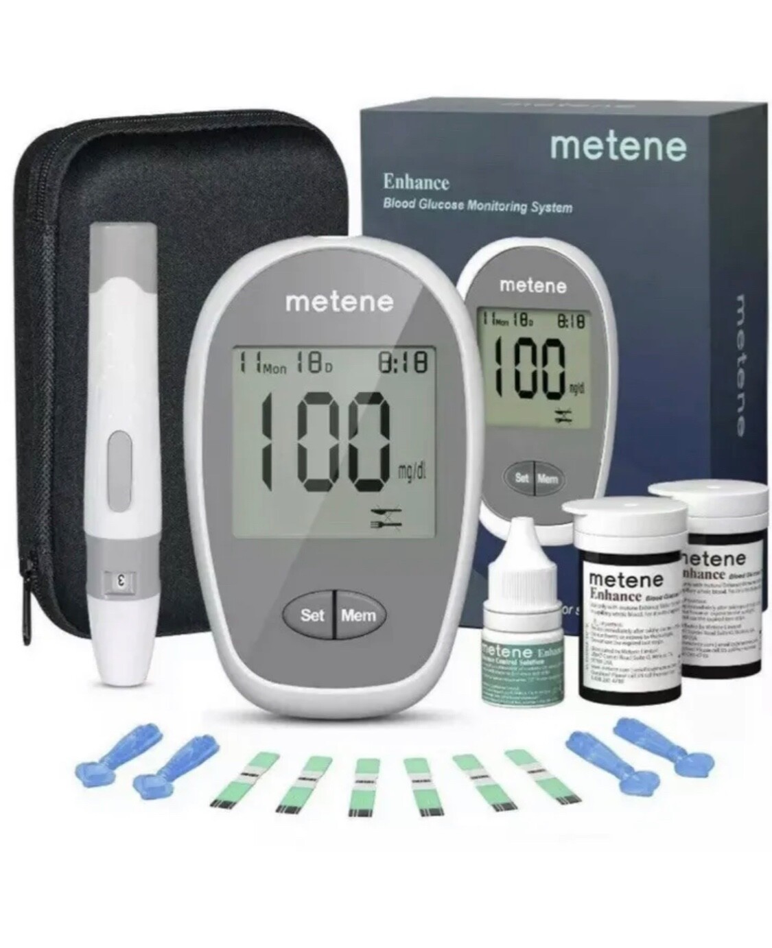 Metene Blood Glucose Meter Kit with Test Strips and Lancets for sale ...