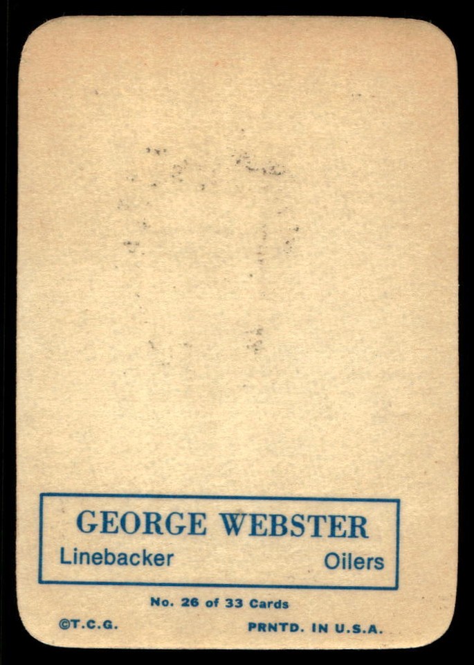 1970 Topps Glossy #26 George Webster Houston Oilers NR-MINT NO RESERVE ...
