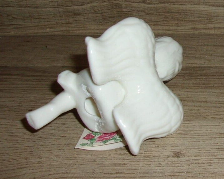 Vintage Ganz White Porcelain Shelf Sitting Cherub/Angel w/Flowers ...