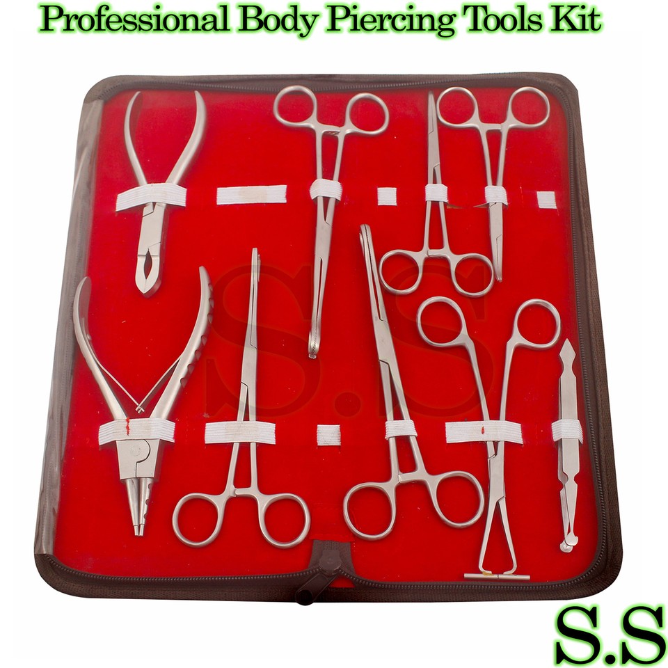 10 Pieces Professional Body Ear Piercing Navel Tools Pliers Clamps ...