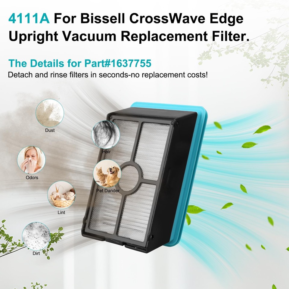 4111A Brush Filter Parts for Bissell CrossWave Edge 4111A Multi-Surface ...