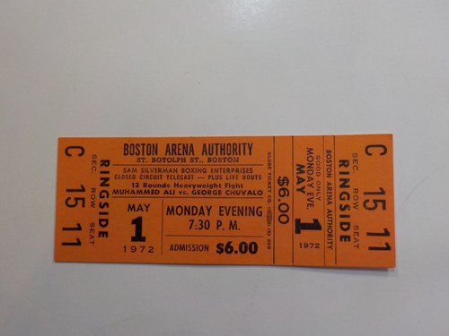 MUHAMMAD ALI vs GEORGE CHUVALO Boxing Ticket 1972 Cassius Clay Full ...