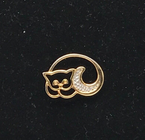 Vintage 1980 Avon CAT Pin Lapel Pinback Gold & Silver Two-Tone Openwork ...