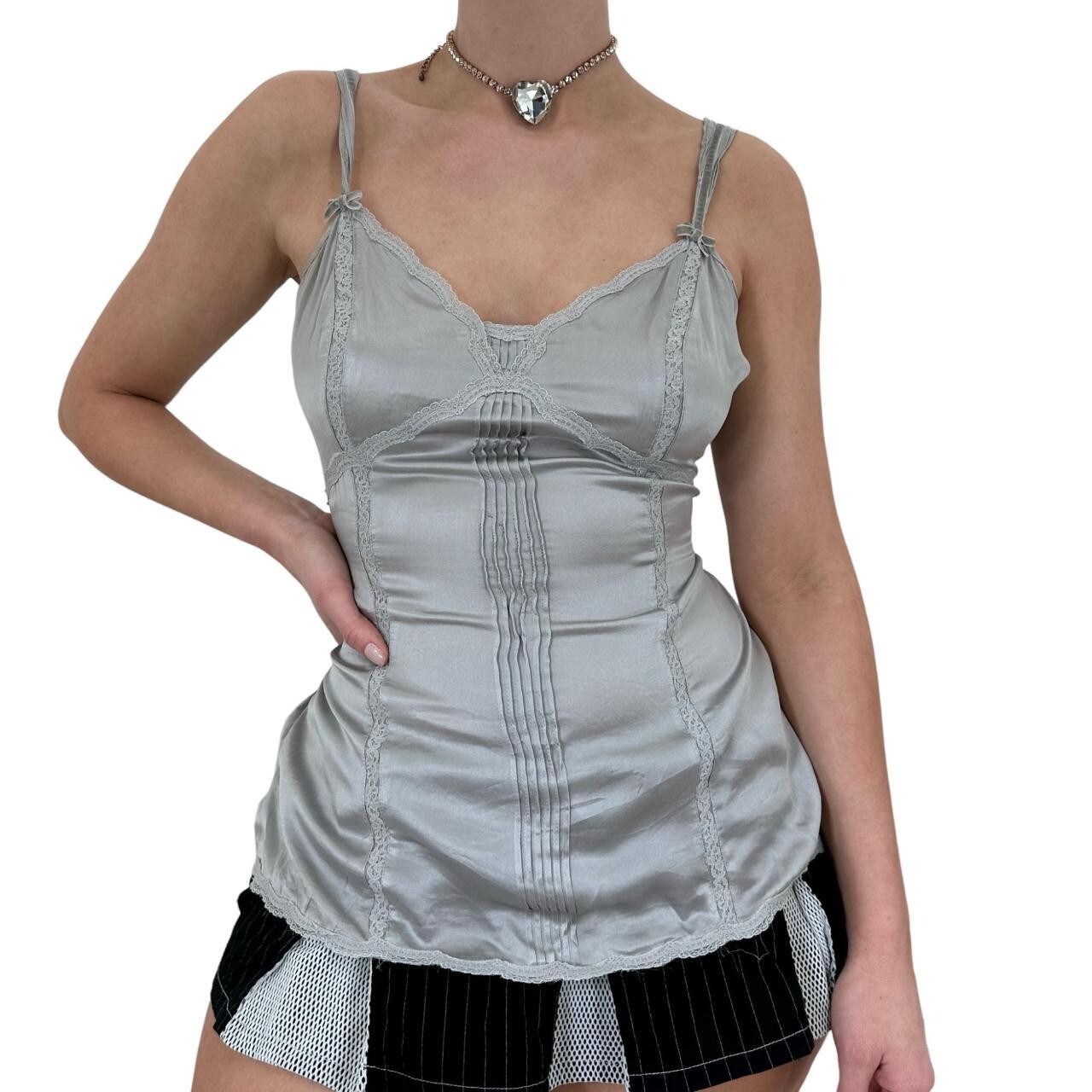 90s Rare Vintage Satin Silver Top [S] - Gem