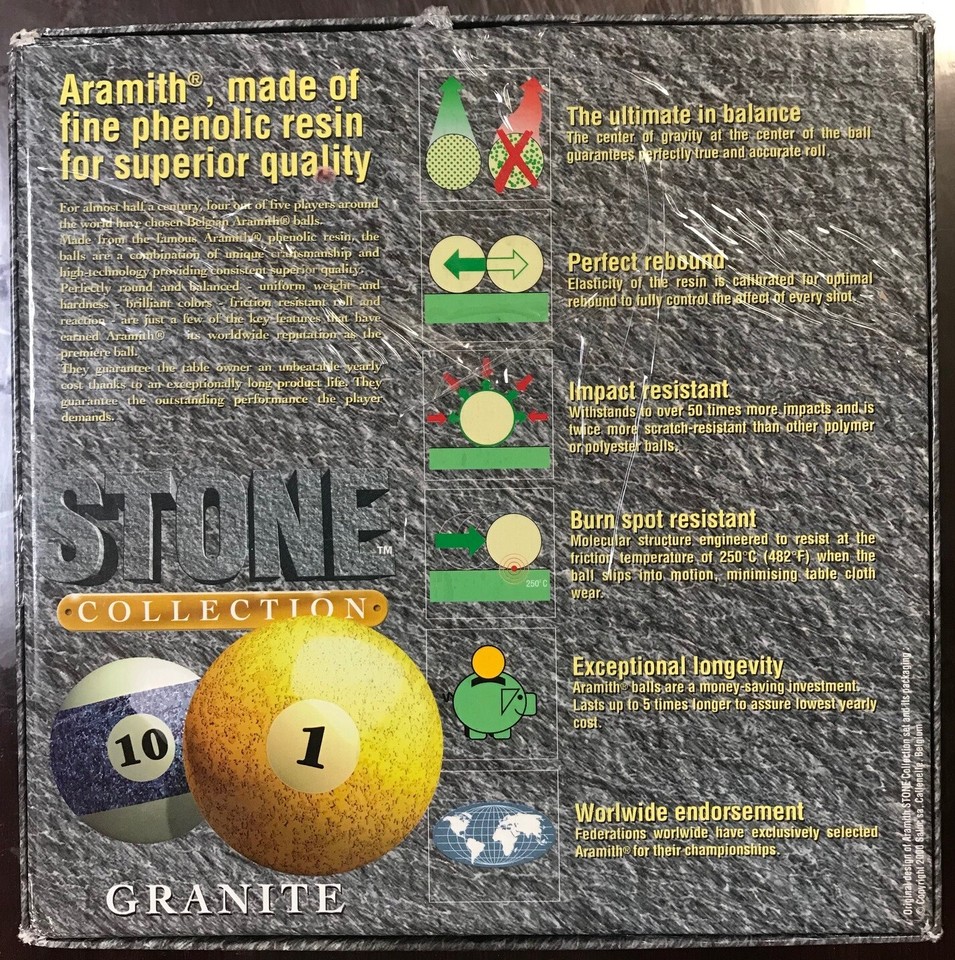 Aramith Stone Billiard Pool Ball set 2 1/4" Granite Look - Used | eBay