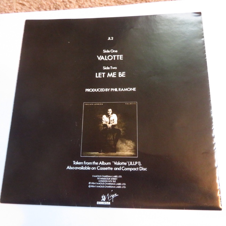45 rpm -Julian Lennon -Valotte Poster Sleeve Only -NO RECORD UK Press ...