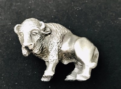 Pewter BUFFALO BISON Animal Highly Detailed Silver Metal Figurine ...
