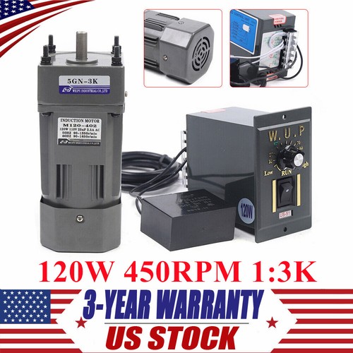 120W 110V Reversible AC Gear Motor Electric Motor Variable Speed ...
