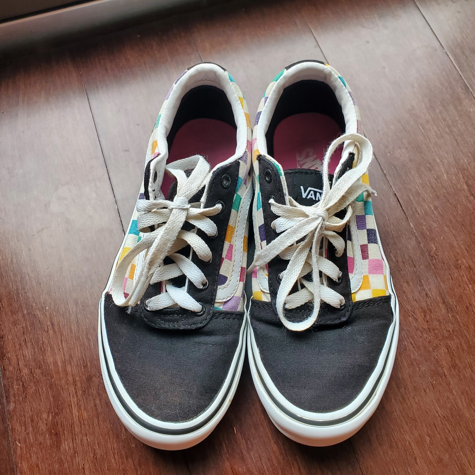Vans Missy Old Skool Colorful Rainbow Checkered Skate Bmx Shoes Youth ...