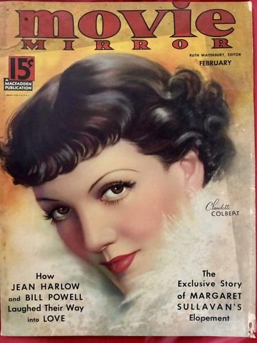 Vintage Movie Mirror Claudette Colbert Cover February 1935 Magazine | eBay